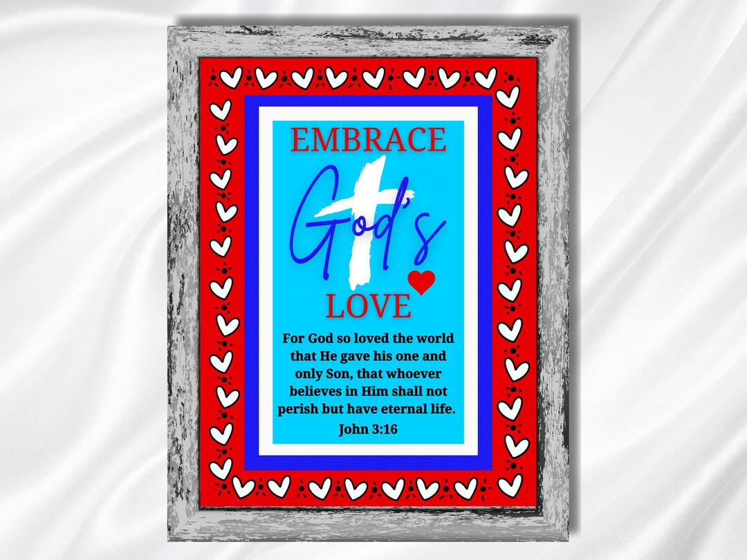 John 3:16 Bible Verse Print for God so Loved the World Poster Wall Art ...
