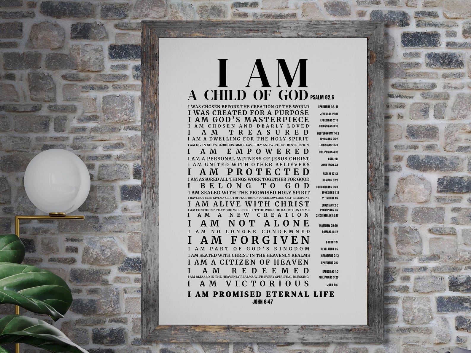 Psalm 82:6 I Am a Child of God Poster I Am God's Masterpiece Print God ...
