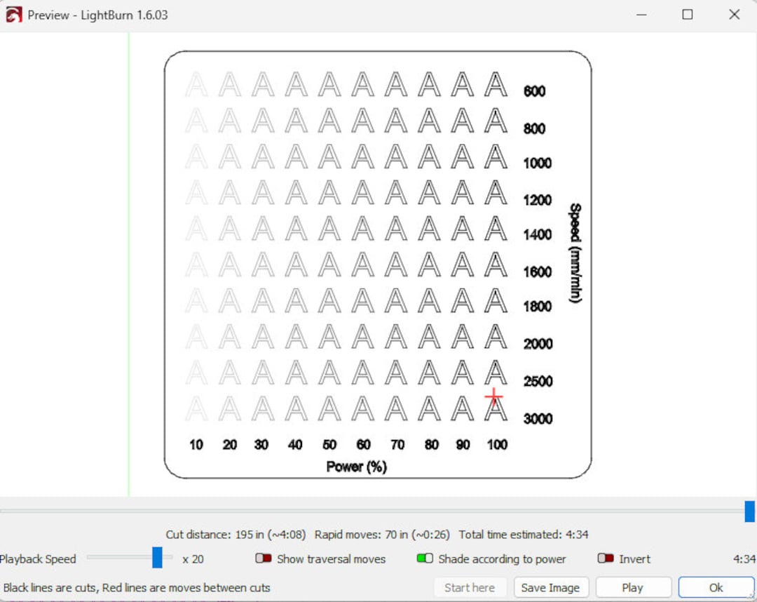 Laser Power Scale Test File for Lightburn - Laser Power and Speed ...