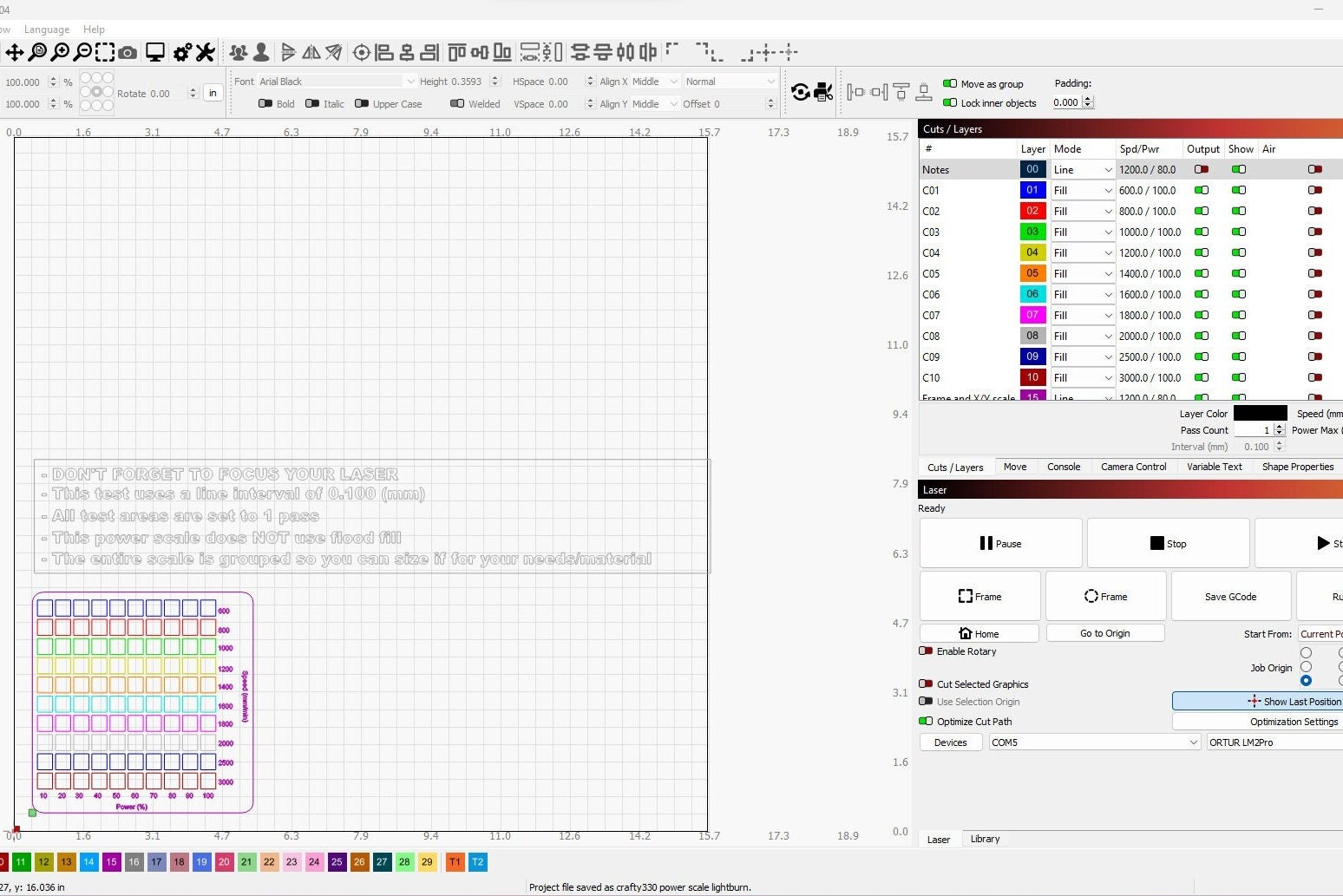 Laser Power Scale Test Pattern File for Lightburn - Test Your Laser's ...