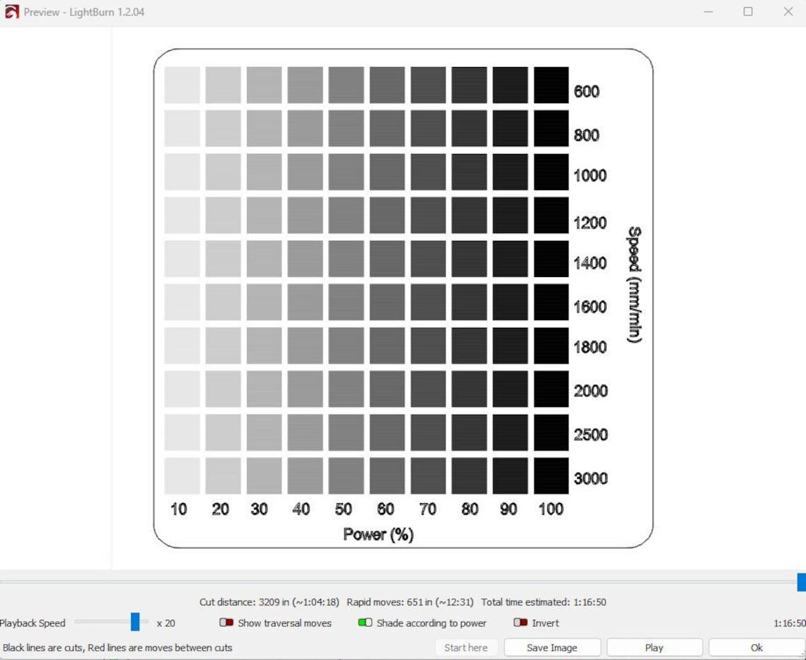 Laser Power Scale Test Pattern File for Lightburn - Test Your Laser's ...