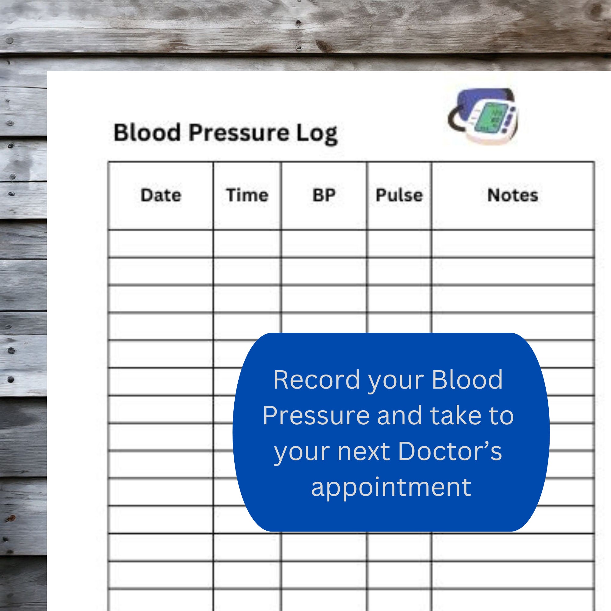 Blood Pressure Log, Medical History, Printable BP Tracker, Daily Blood ...