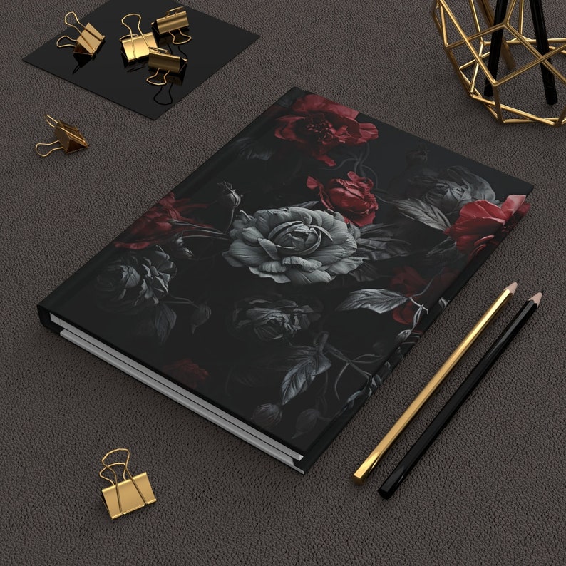 Dark Academia Flowers Aesthetic Notebook, Vintage Style Hardcover ...