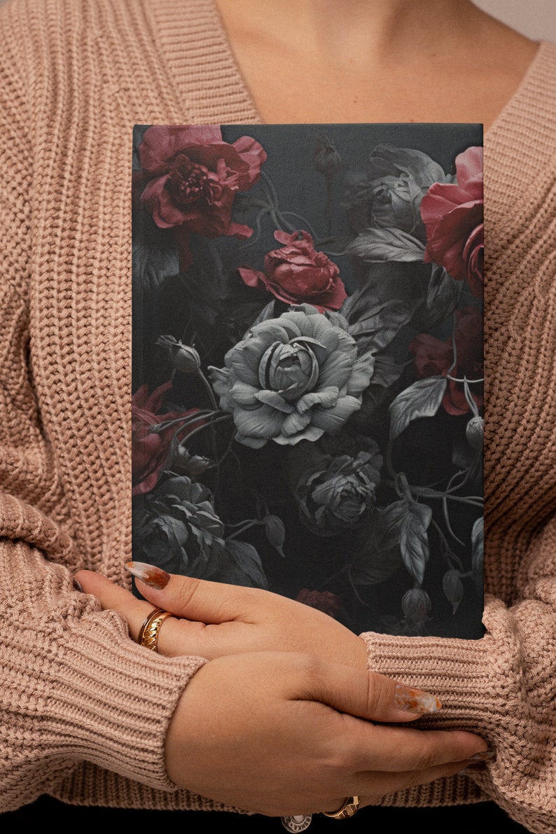 Dark Academia Flowers Aesthetic Notebook, Vintage Style Hardcover ...