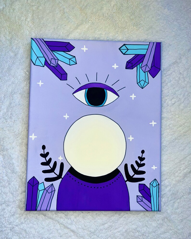 Crystal Ball Third Eye 11x14 Acrylic Canvas Painting - Etsy