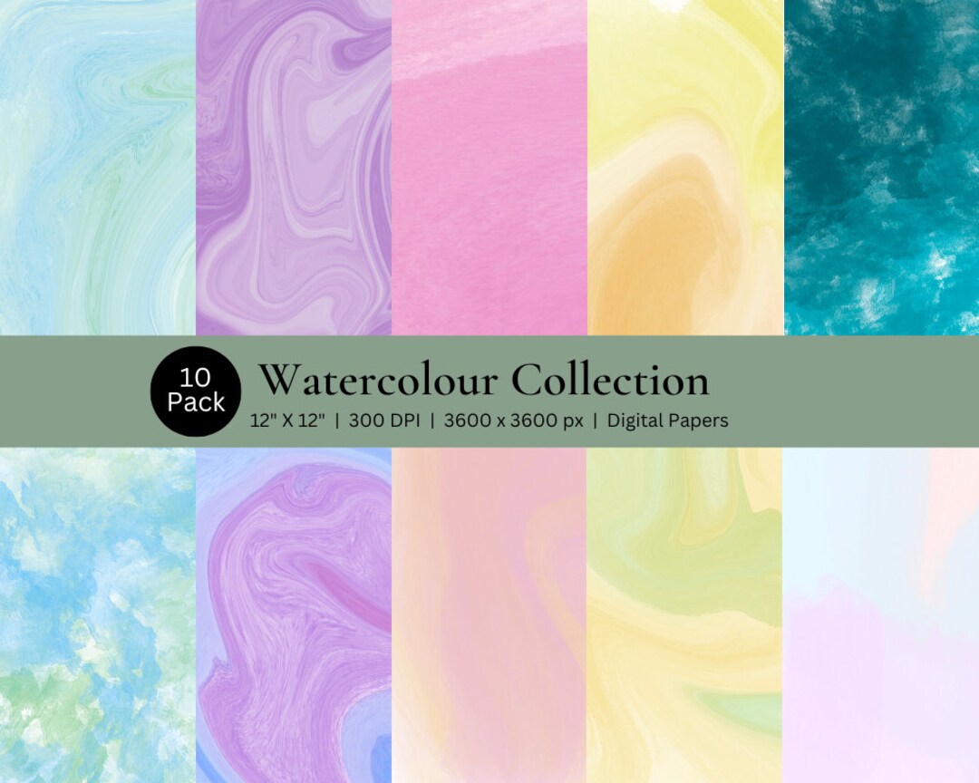 Watercolour Collection Digital Paper - Etsy