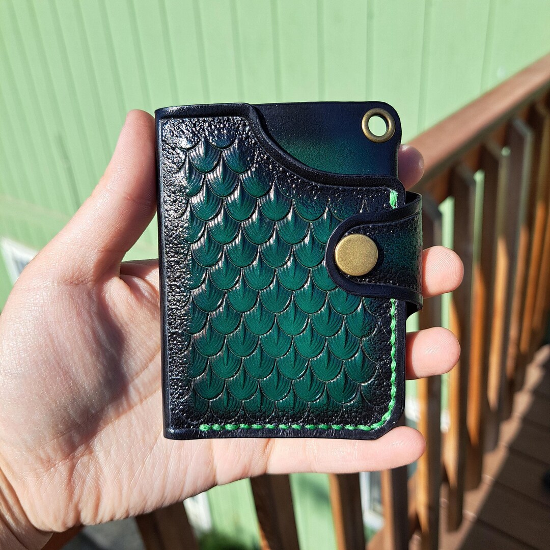 Dragon Leather Wallet, Personalized Wallet, Rugged Wallet, Slim ...