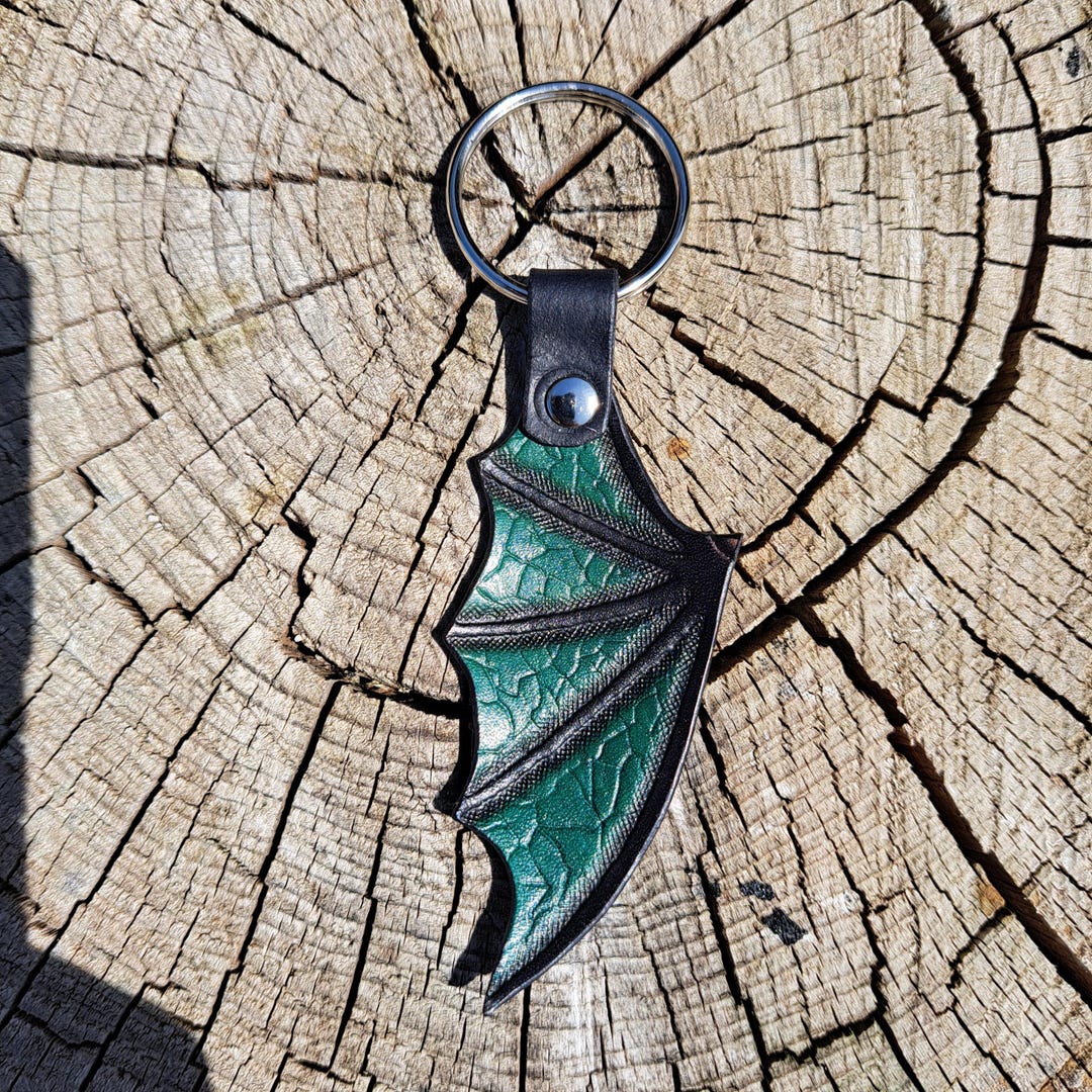Leather Dragon Wing, Commission Key Chain, Dragon Key Fob, Dragon Wing ...
