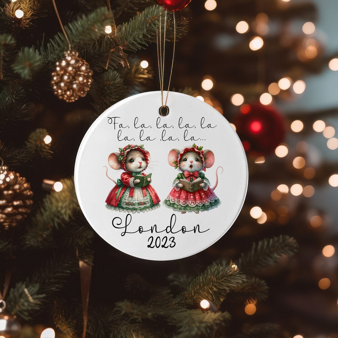 Adorable Girl Mice Singing Christmas Carols Ornament, Personalized ...