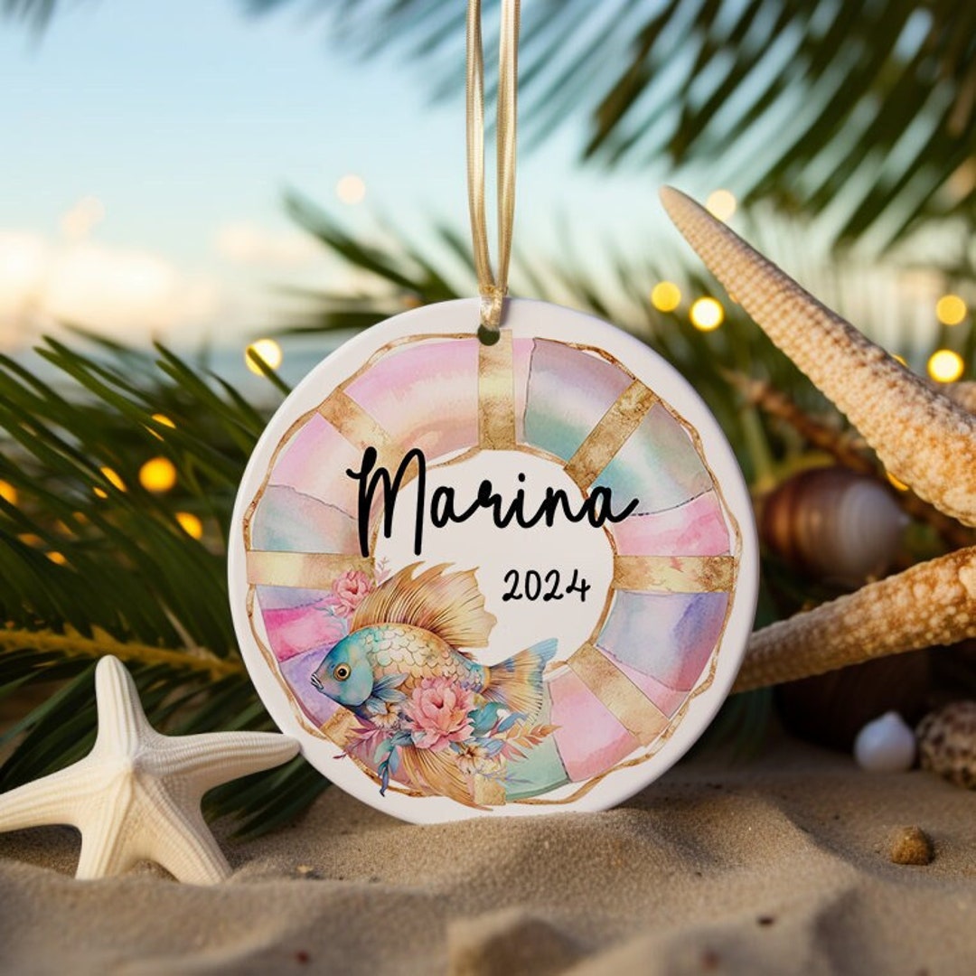 Personalized Nautical Decor, Custom Fish Ornament, Pastel Fish Ornament ...