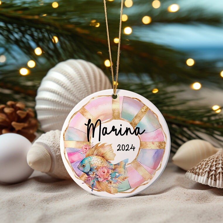 Personalized Nautical Decor, Custom Fish Ornament, Pastel Fish Ornament ...