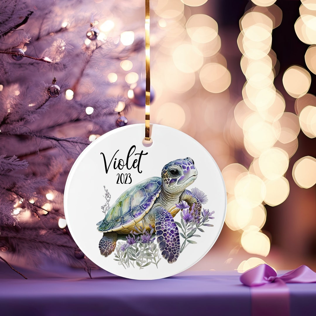 Purple Sea Turtle Ornament, Personalized Turtle Ornament, Custom Turtle ...