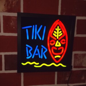 Tiki Bar Totem Pole LED Neon Sign, Game Room 13x13 3 Options Available ...