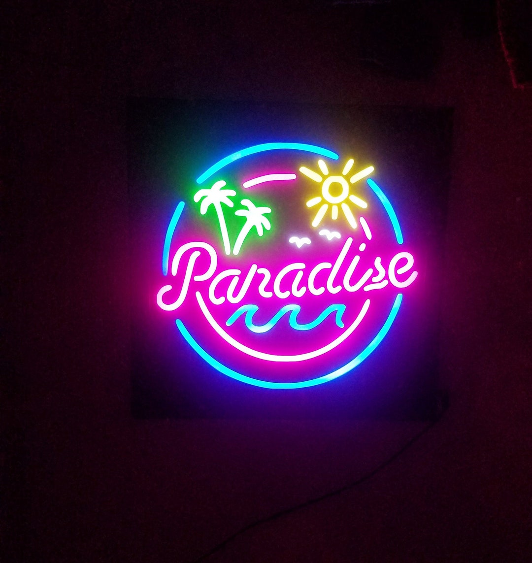 Paradise LED Neon Sign Palm Tree Bar Sign Tropical Sign - Etsy