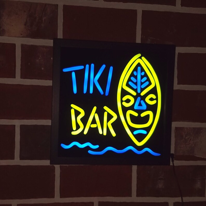 Tiki Bar Totem Pole LED Neon Sign, Game Room 13x13 3 Options Available ...