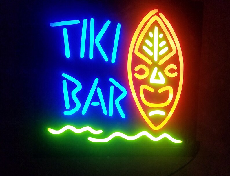 Tiki Bar Totem Pole LED Neon Sign, Game Room 13x13 3 Options Available ...