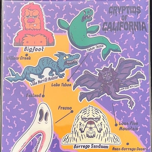 Cryptids of California Sticker Sheet Sasquatch Bigfoot Fresno ...