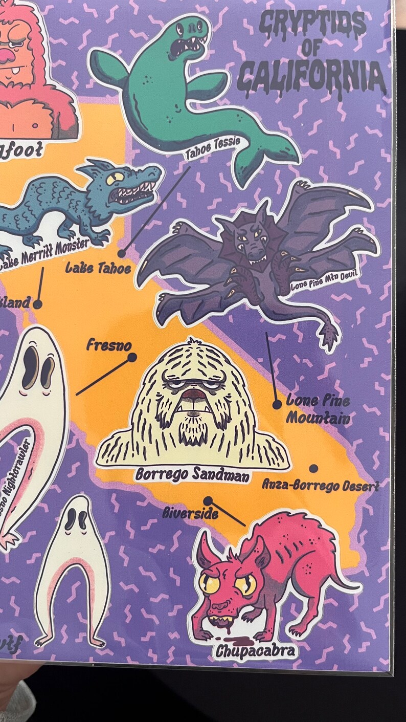 Cryptids of California Sticker Sheet Sasquatch Bigfoot Fresno ...