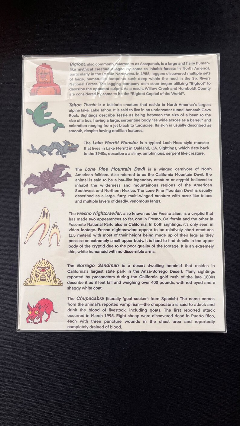 Cryptids of California Sticker Sheet Sasquatch Bigfoot Fresno ...
