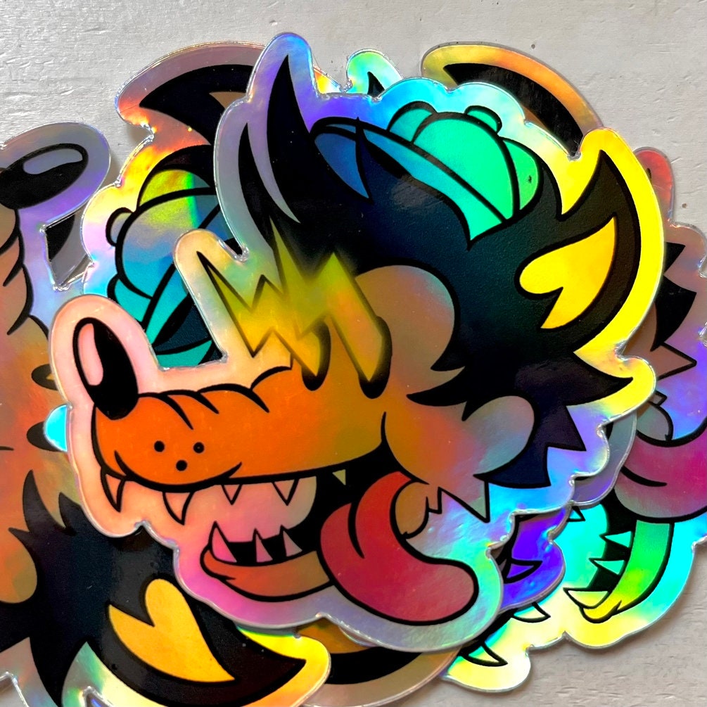 Holographic Big Rad Wolf Sticker Lightning Vinyl Decal for - Etsy