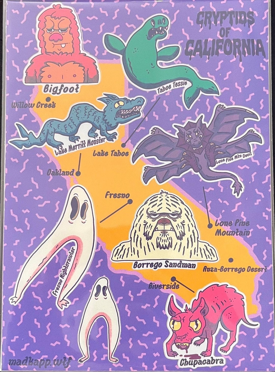 Cryptids of California Sticker Sheet Sasquatch Bigfoot Fresno ...