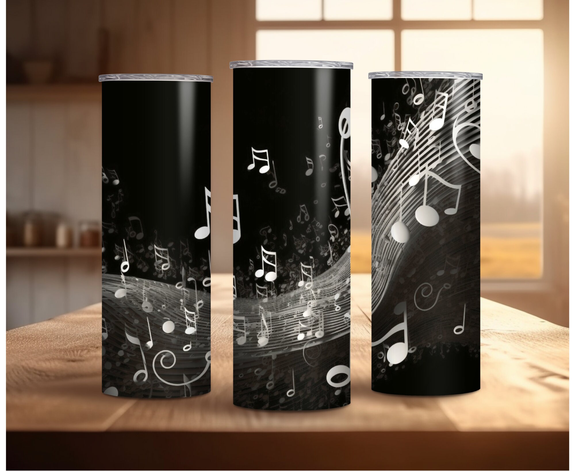 Music Notes 20oz Skinny Tumbler, PNG Sublimation, Digital Download ...