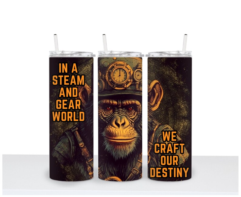 20 Oz Tumbler Straight Digital Files for Sublimation, Steampunk Chimp ...
