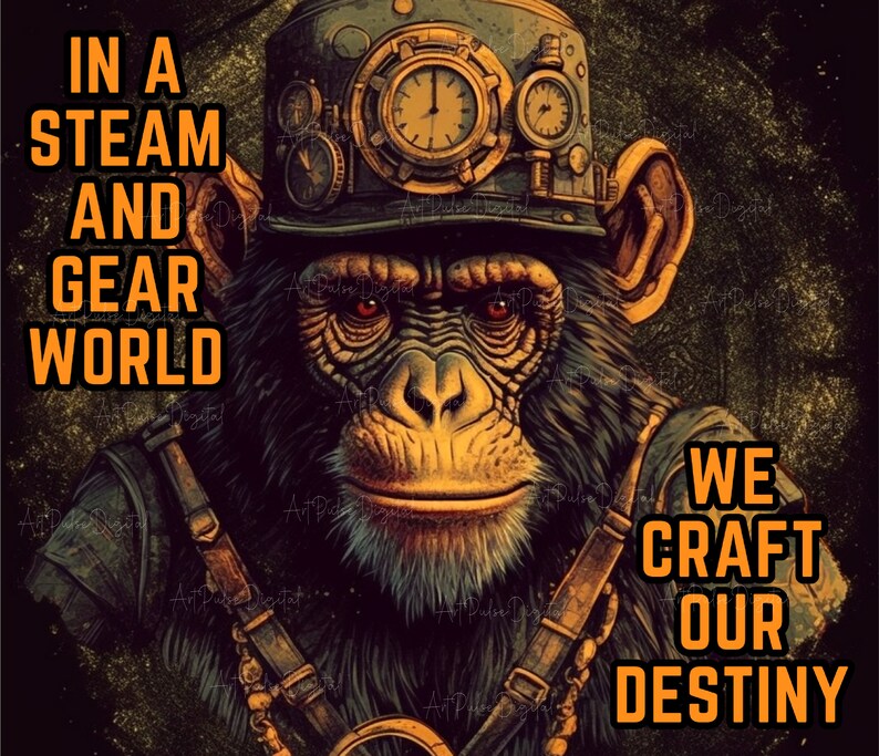 20 Oz Tumbler Straight Digital Files for Sublimation, Steampunk Chimp ...