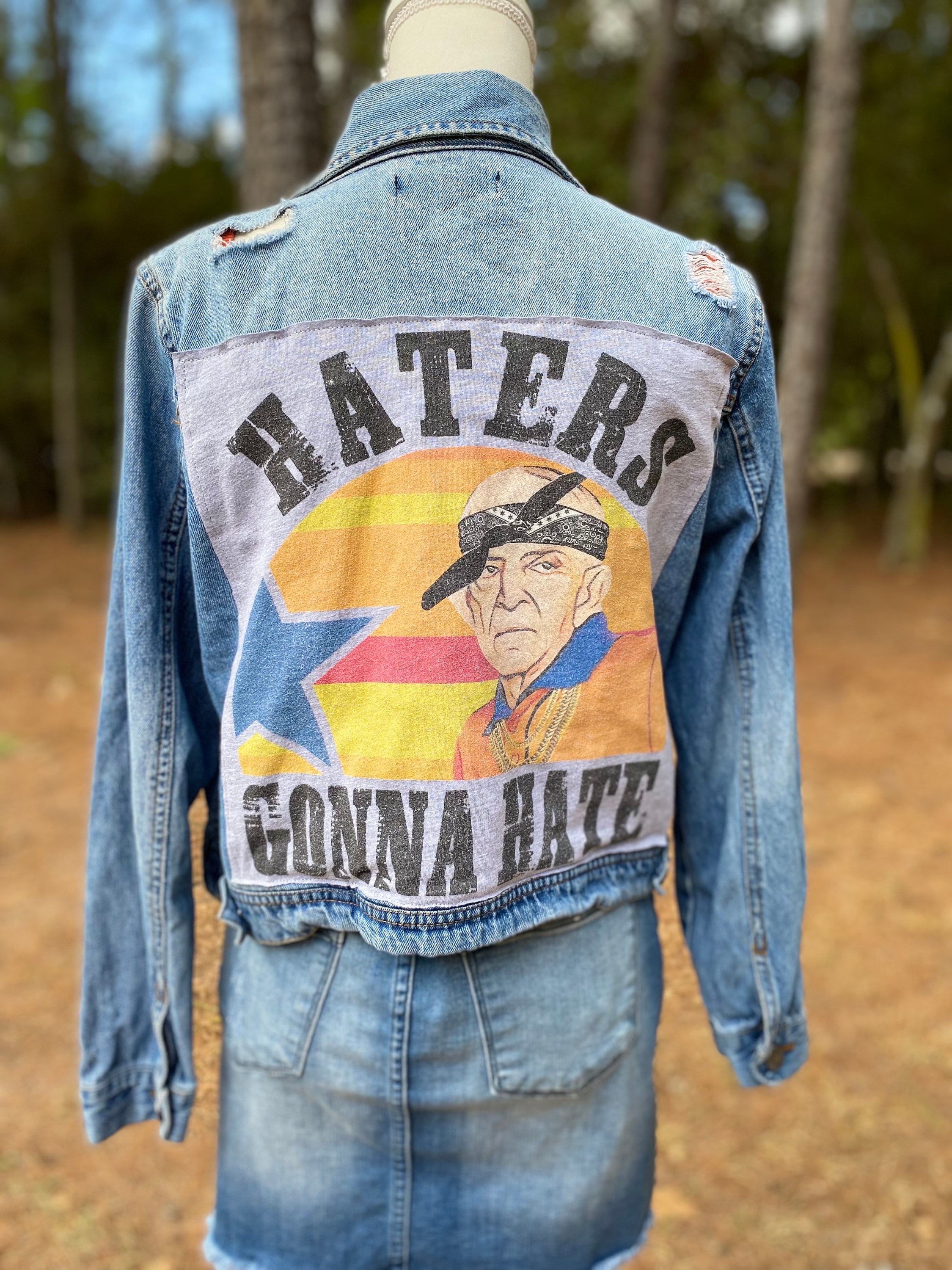 Upcycled Baseball Inspired Denim Jacket Houston Astros Inspired Denim ...