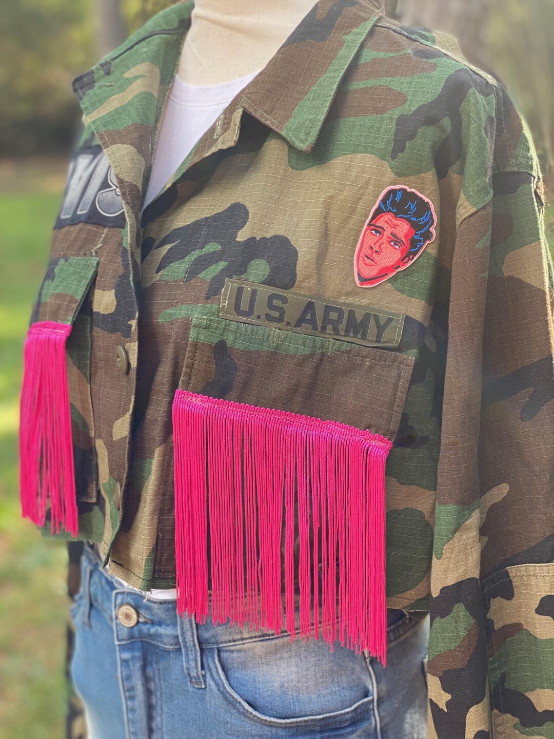 Upcycled Elvis Army Fringe Jacket - Etsy