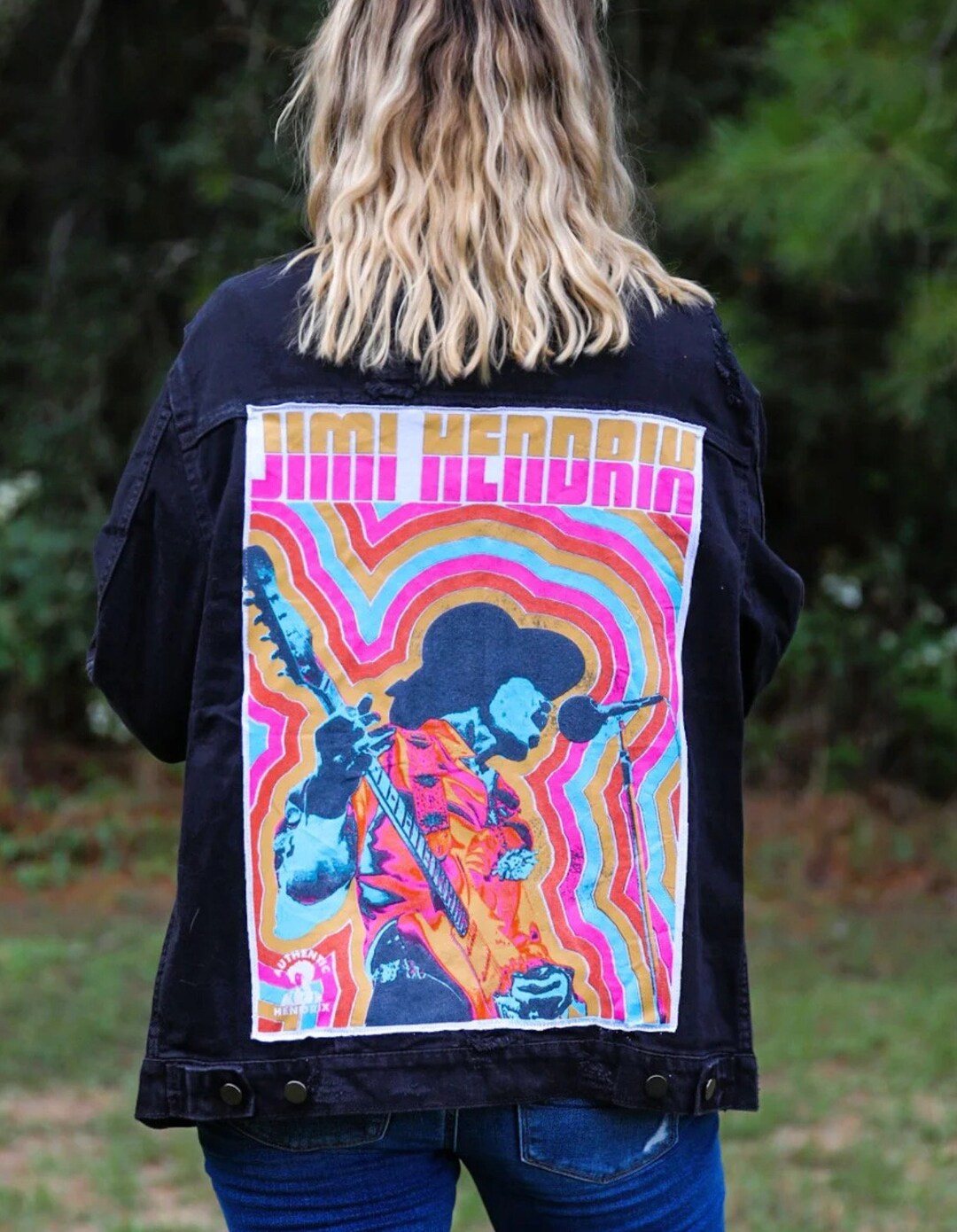 Reworked Jimi Hendrix Black Denim Jacket Only One Available - Etsy