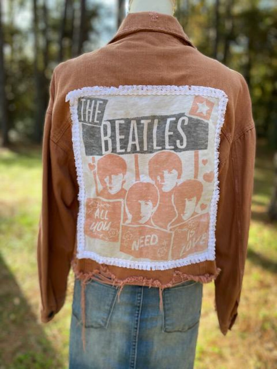 Upcycled Beatles all You Need is Love Inspired Denim Jacket Reworked ...
