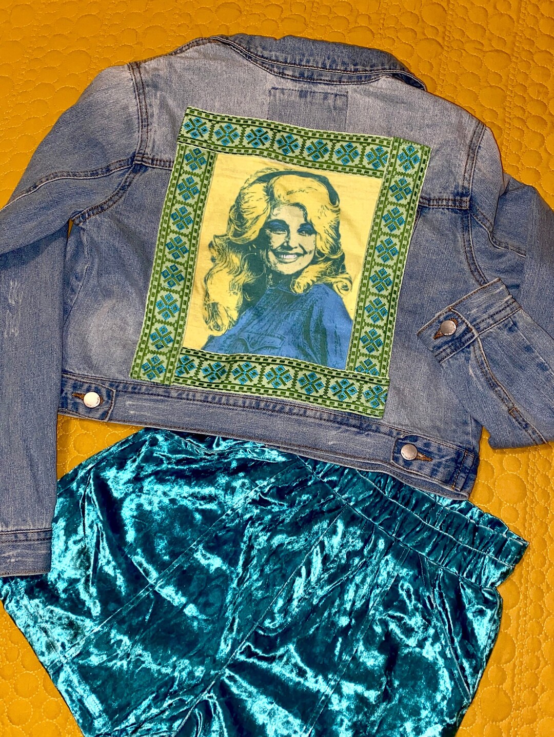 Dolly Inspired Yellow Pop Art Denim Jacket - Etsy