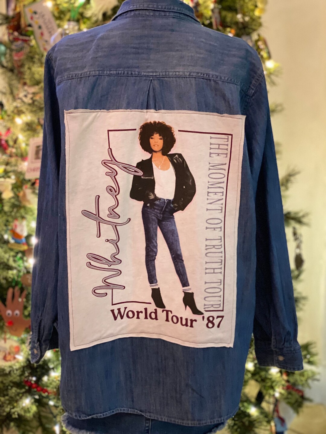 Upcycled Whitney Houston Inspired Lightweight Weight Denim Button-up ...