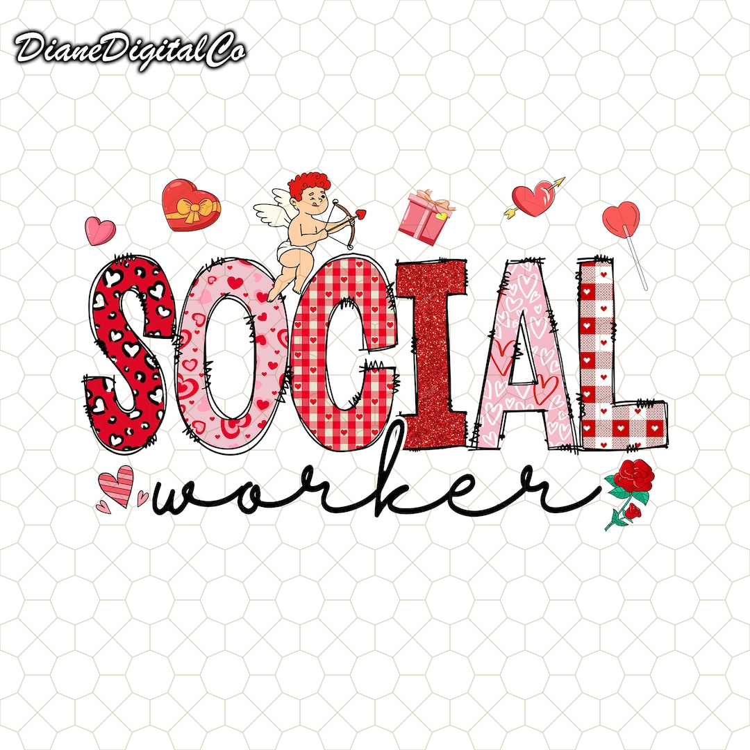 Social Worker Valentine's Day PNG, Cute Cupid Heart Valentine Digital ...