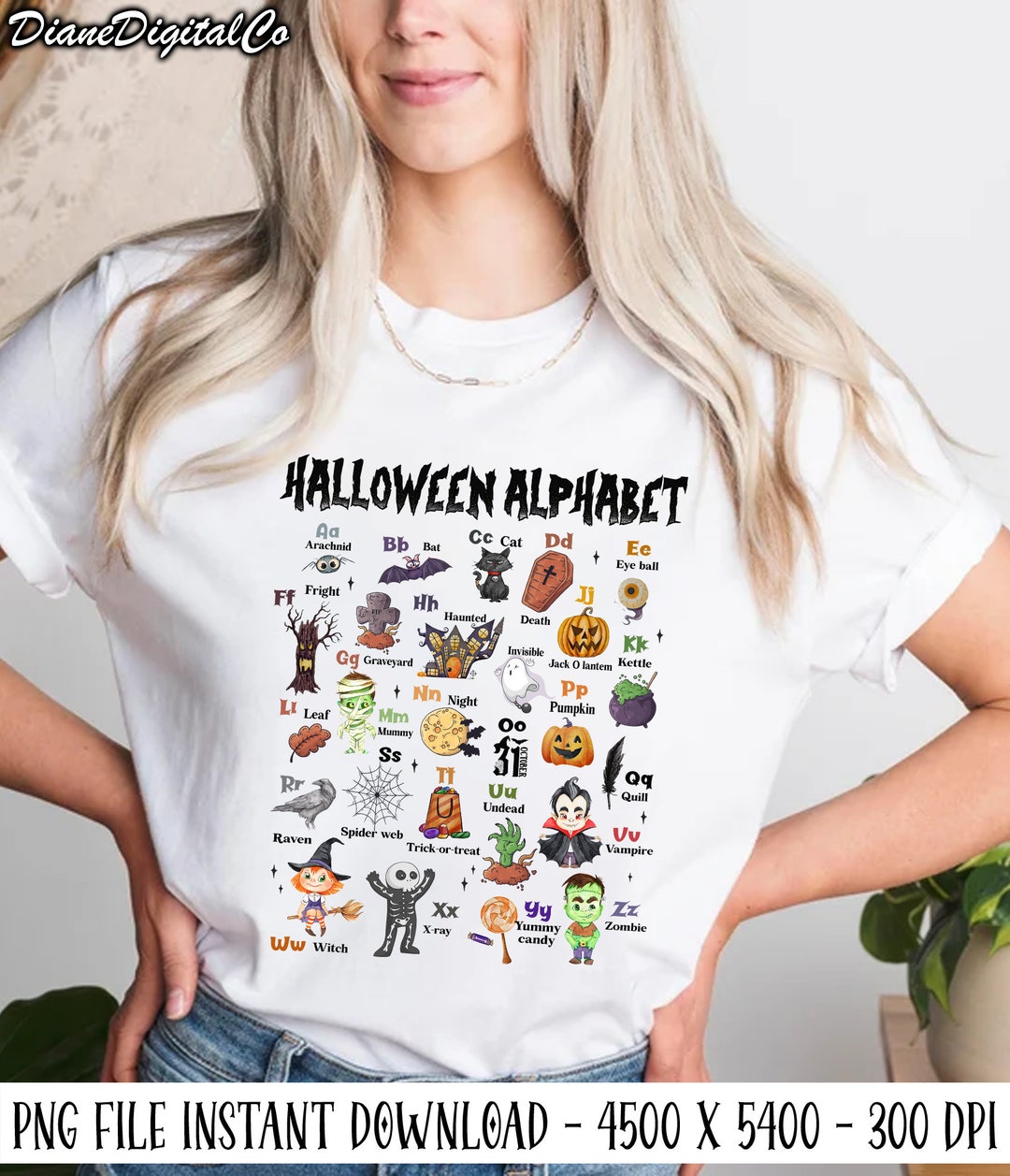 Halloween Alphabet Png Animals Alphabet Png Kingergarten - Etsy