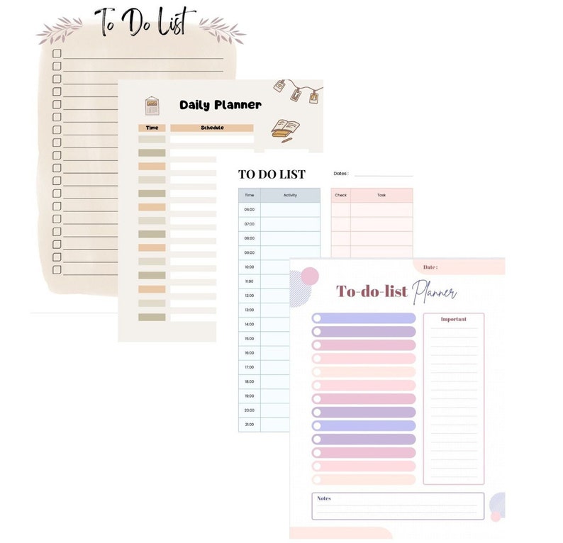 Simple Daily Planner Printable, To-do List Templates (PDF) - Etsy