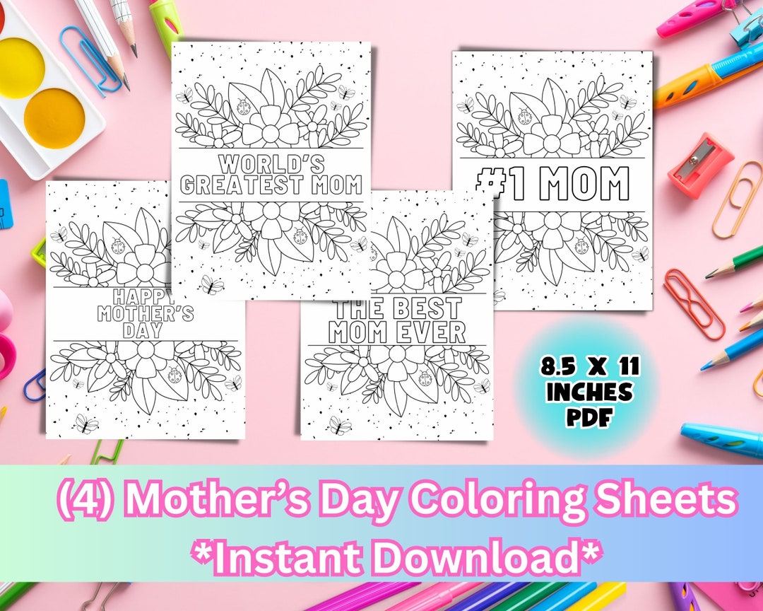 Mothers Day Coloring Pages Mothers Day Instant Download Digital Prints ...