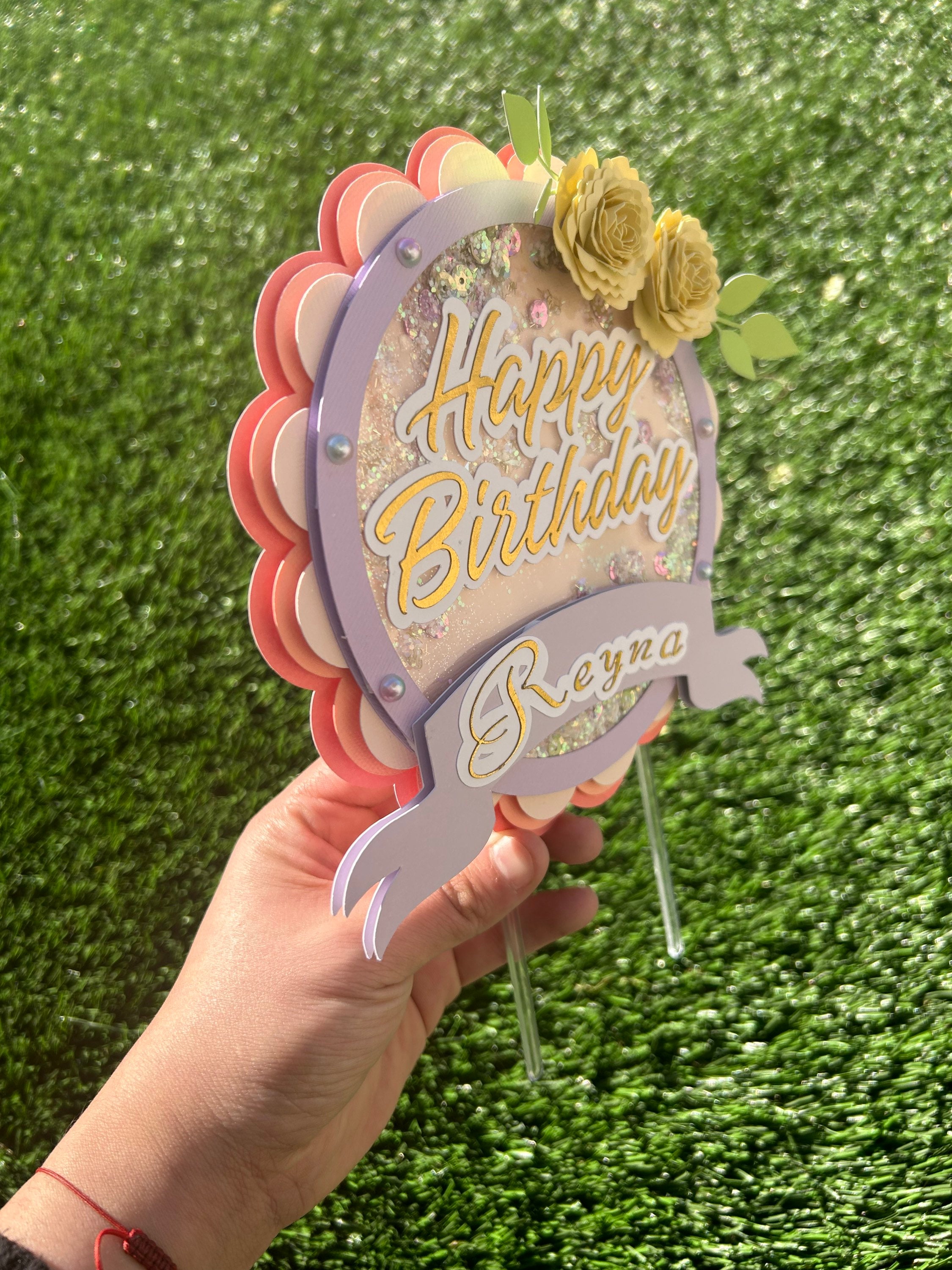 Happy Birthday Shaker Cake Topper - Etsy