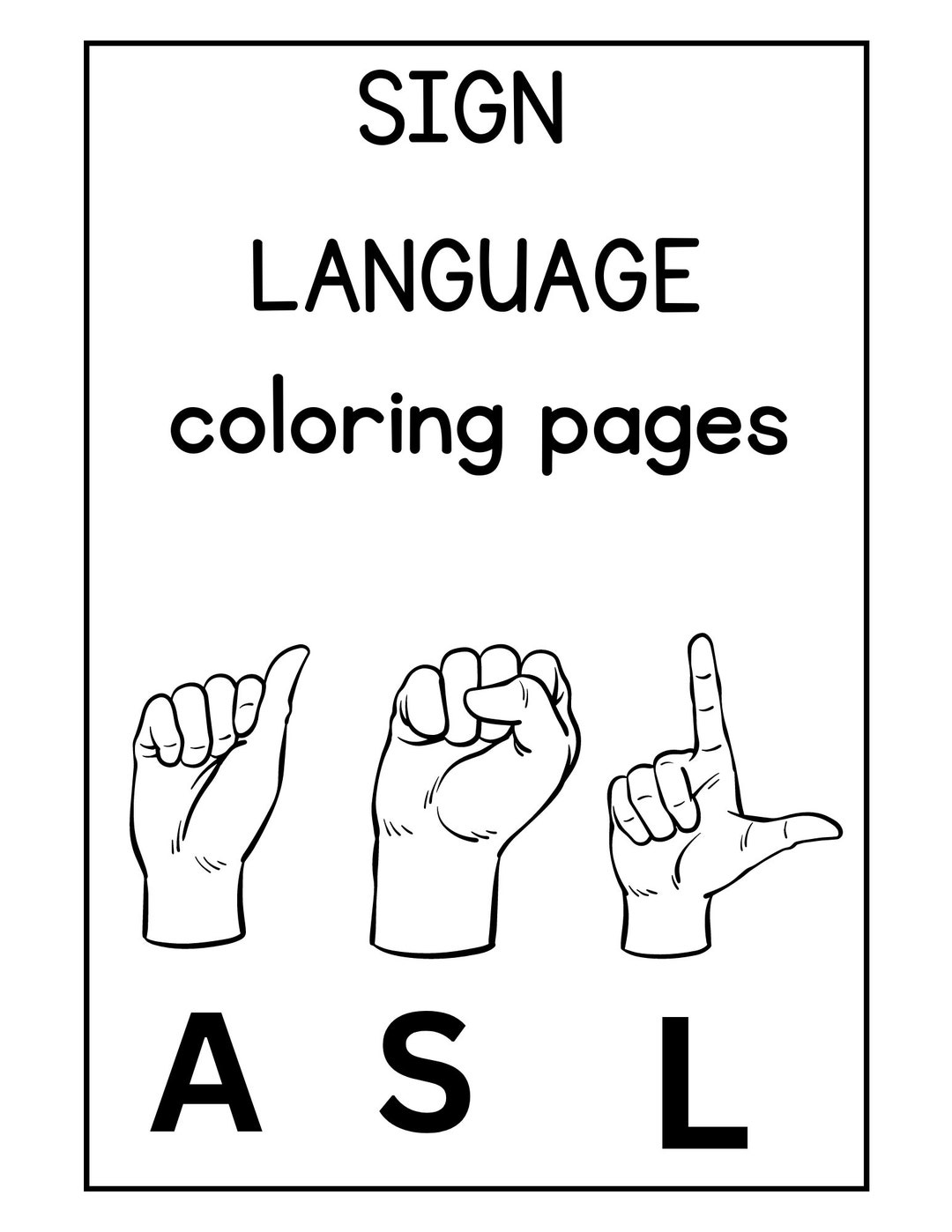Coloring Book of Alphabet in ASL for Kids - Etsy