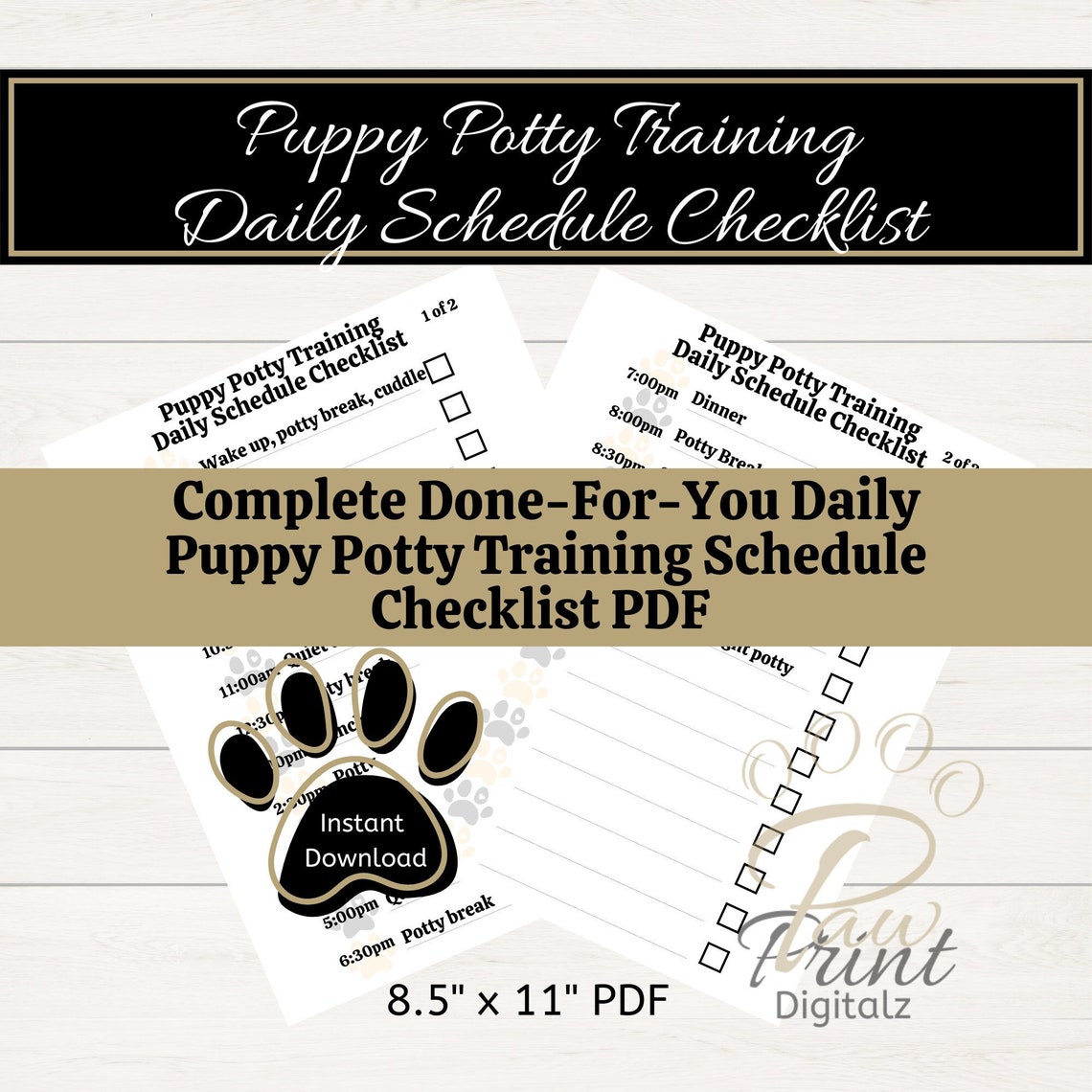 Potty Training Daily Schedule Puppy Training Checklist Printable PDF ...
