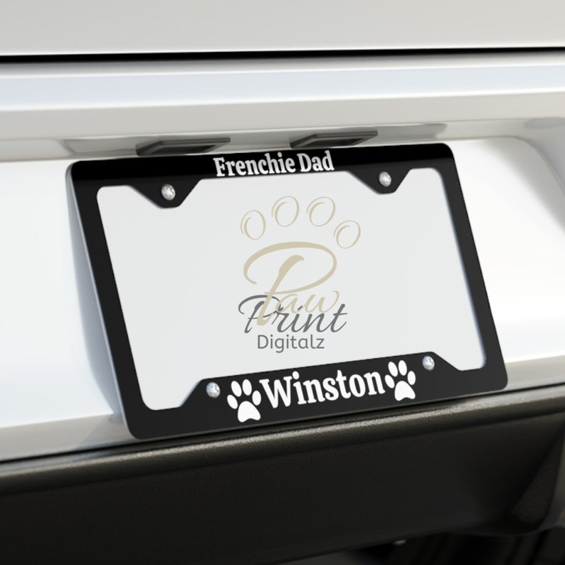 Personalized Frenchie Dad License Plate Frame, Custom French Bulldog ...