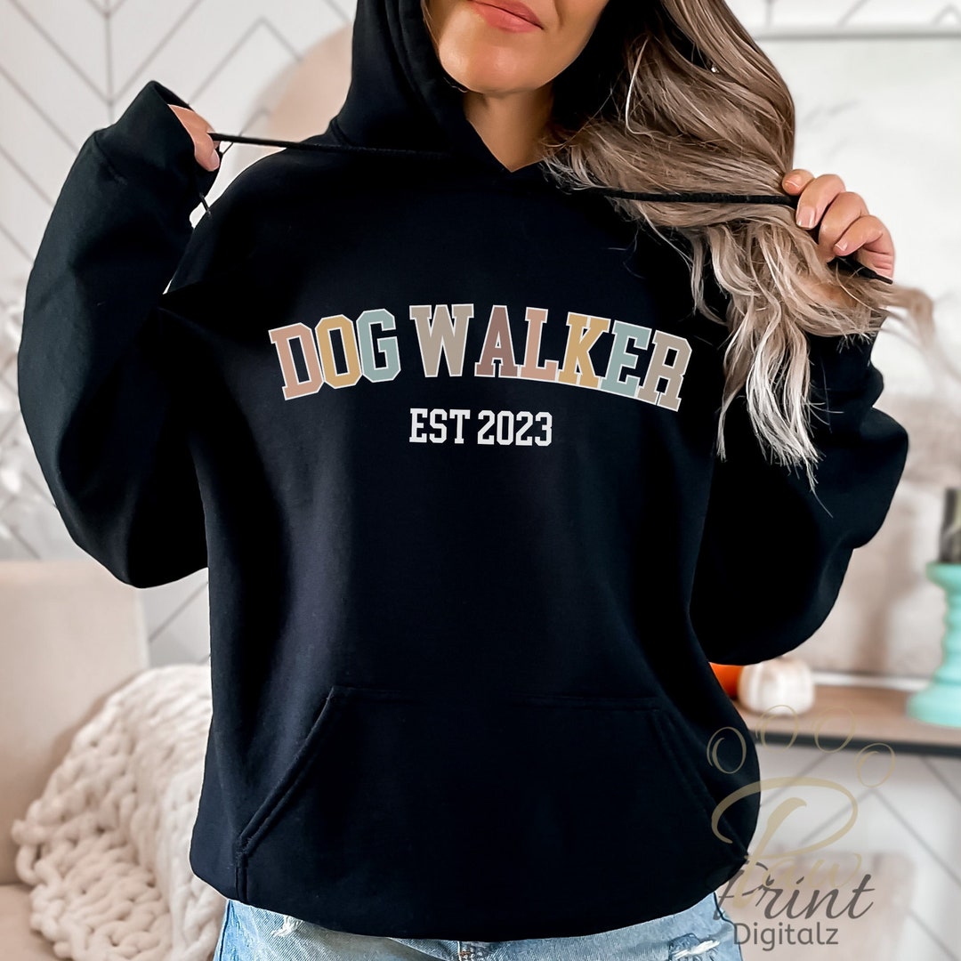 Custom Retro Dog Walker Hoodie, Personalized Year Dog Walker Shirt ...