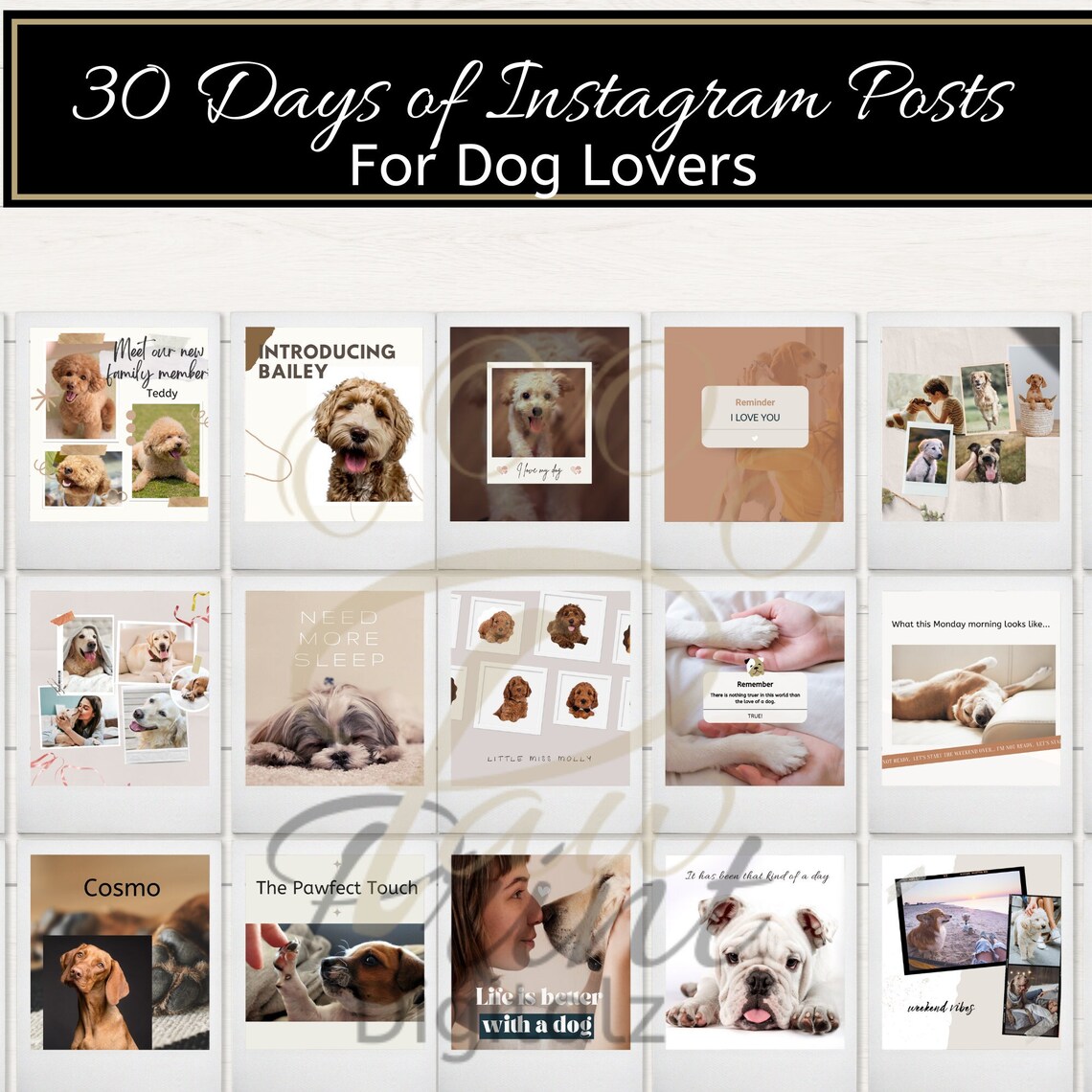 30 Days Instagram Posts Dog Lovers Instagram Posts Editable Instagram ...