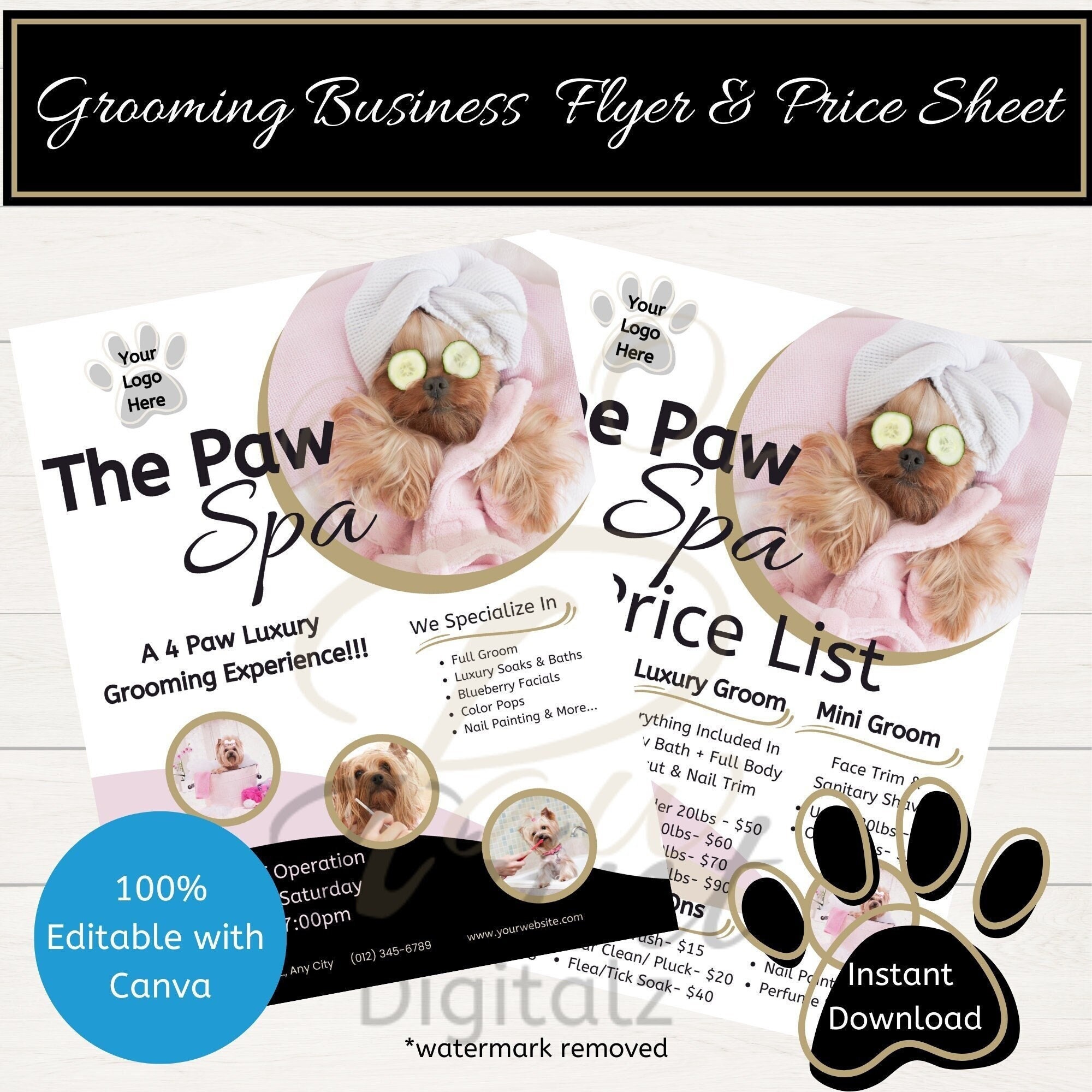 Groomer Business Kit Complete Dog Grooming Bundle Dog Grooming Flyer ...