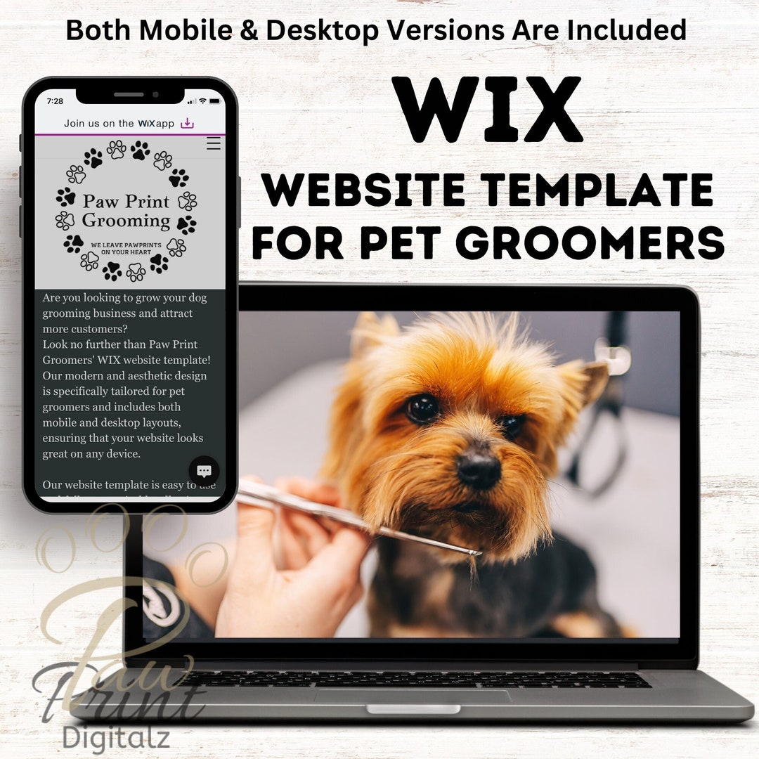 Wix Website Template for Dog Groomers Customizable Editable Professional Modern Pet Grooming ...