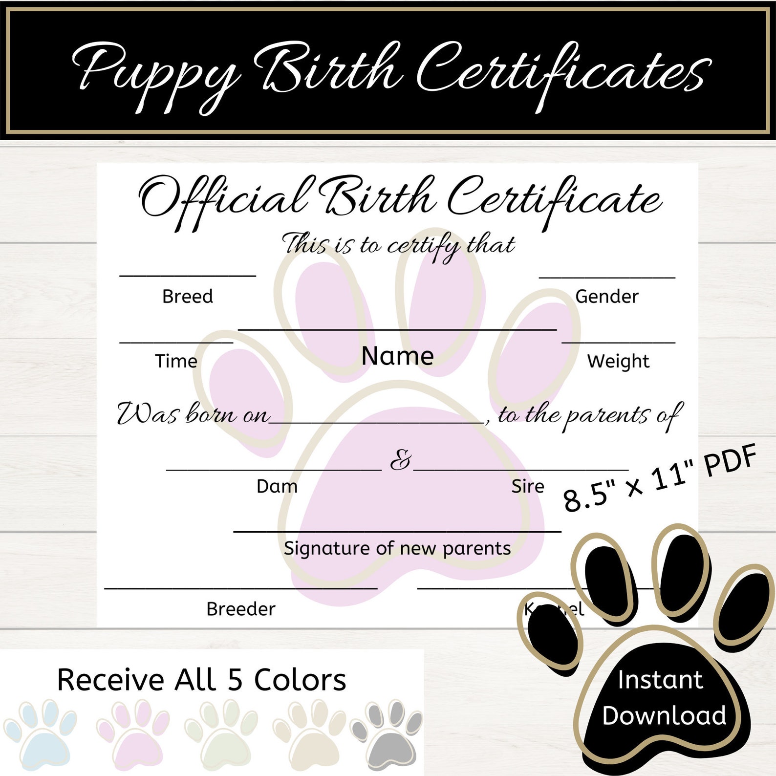 Puppy Birth Certificates Dog Breeder, Puppy Packs Breeding Business ...