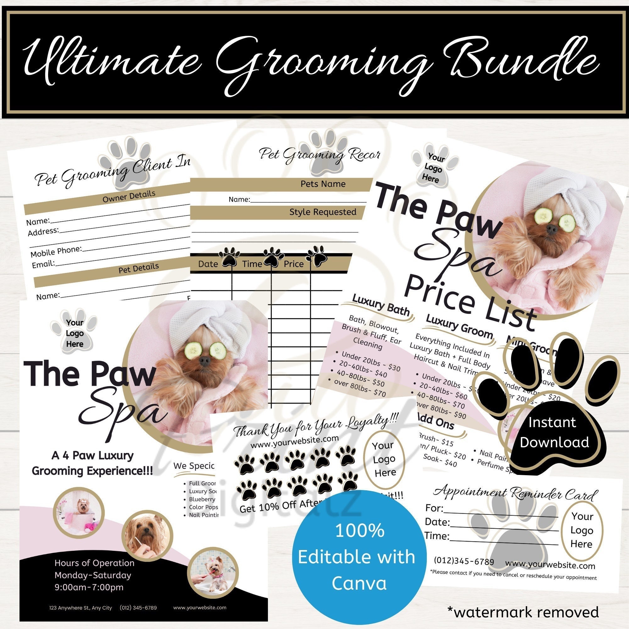Groomer Business Kit Complete Dog Grooming Bundle Dog Grooming Flyer ...
