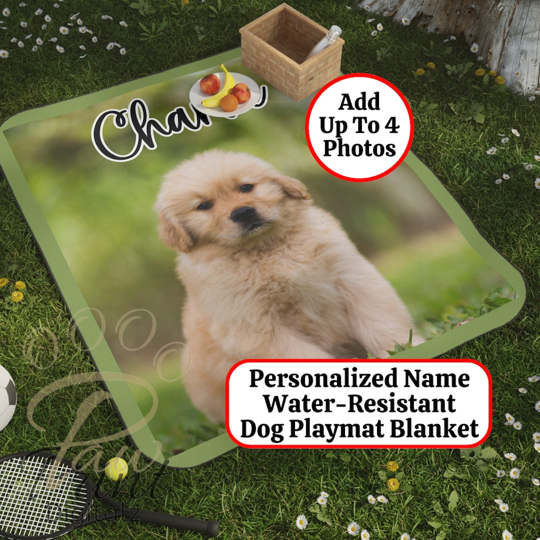 Custom Photo Collage Dog Play Mat Blanket Gift, Personalized Pet Water ...