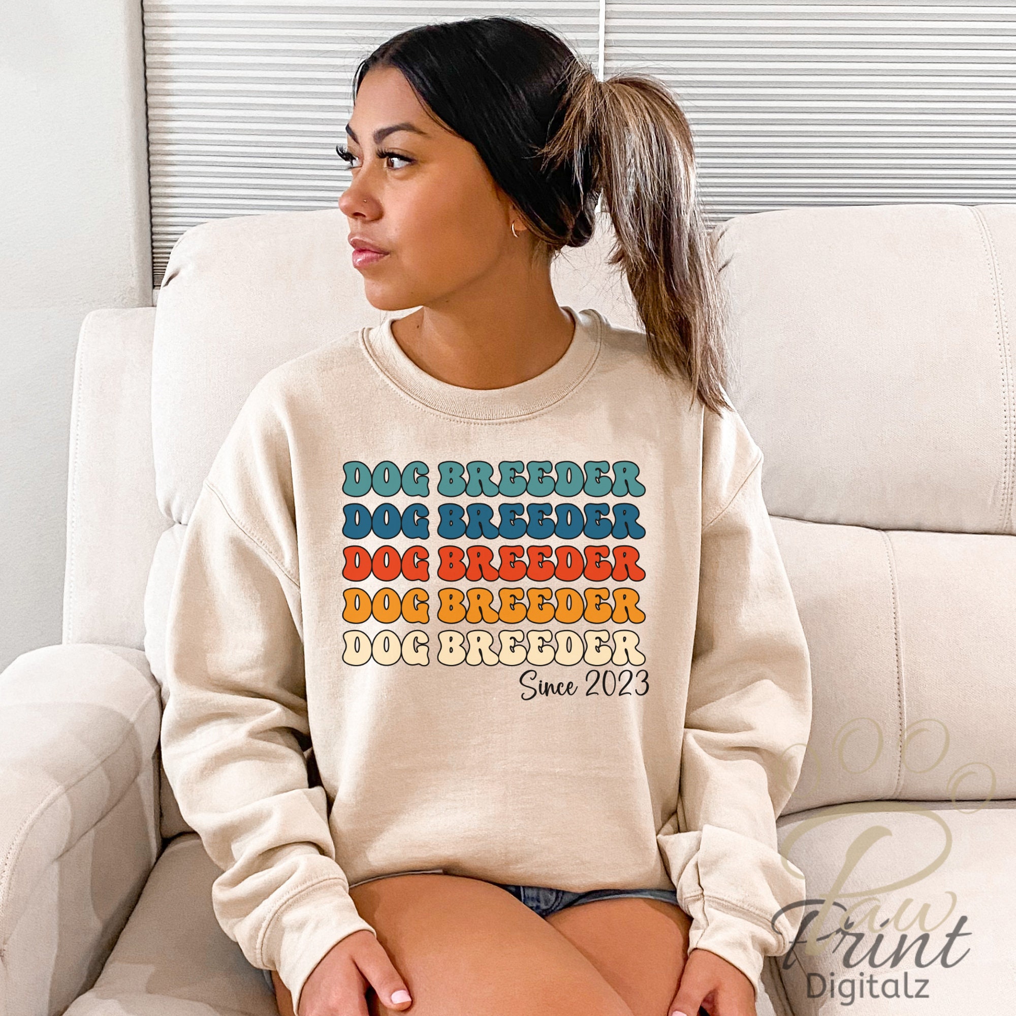 Retro Dog Breeder Since 2024 Custom Year Sweatshirt, Personalized Dog ...